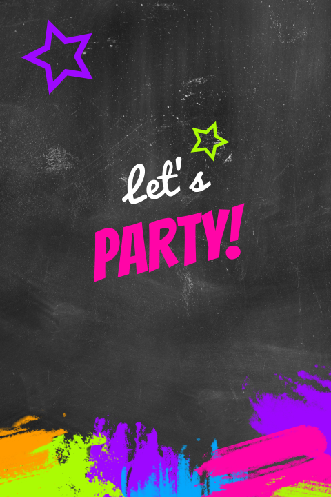 Uitnodiging fout thema feest met felle neon kleuren
