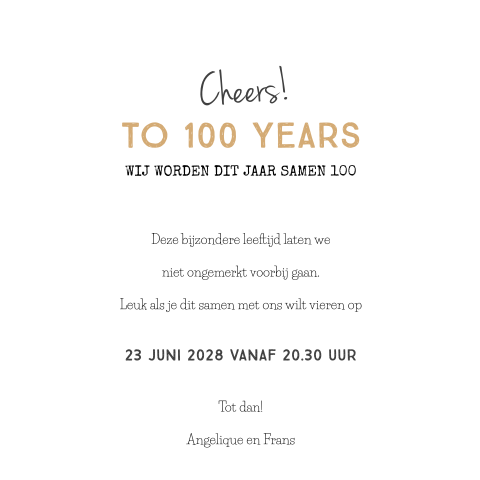 Samen 100 jaar uitnodigingen
