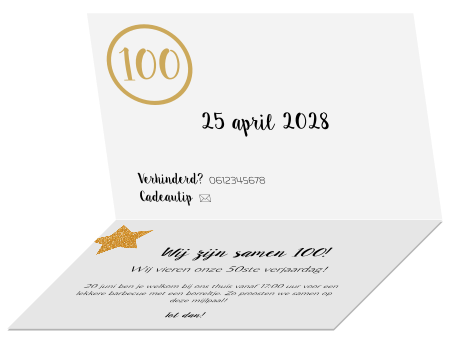 Samen 100 uitnodiging met glitter sterren