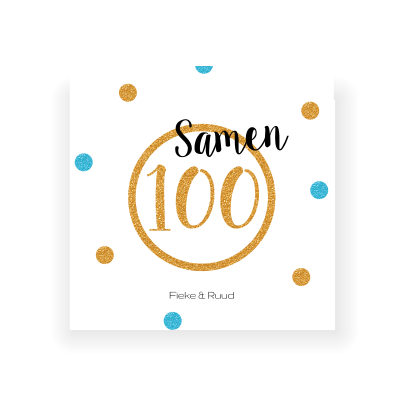 Samen 100 uitnodiging met glitter confetti