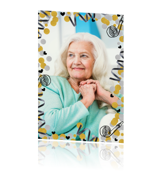 Fotokaart met een vrolijke fotolijst van confetti