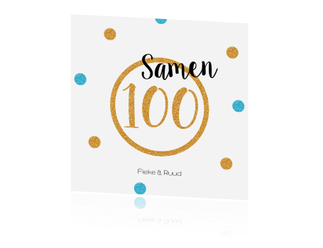 Samen 100 uitnodiging met glitter confetti
