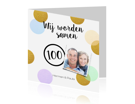 Samen 100 uitnodiging met glitter stippen en foto